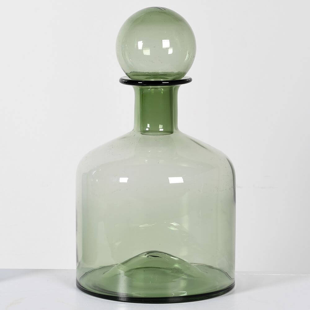 Green Glass Medium Bottle - Richard Grafton Interiors