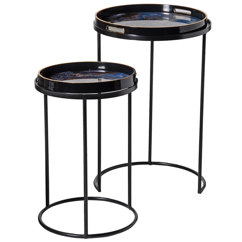Blue Marble Tray Table Set - Richard Grafton Interiors