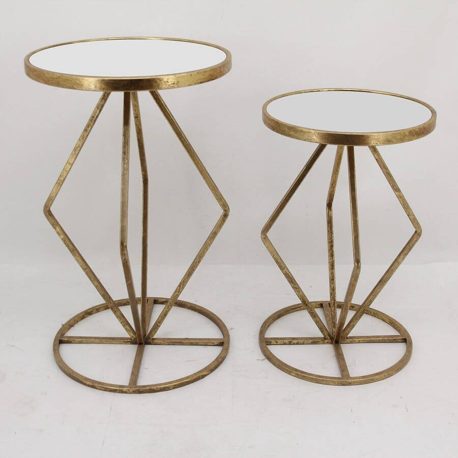 Gold Mirrored Top End Table - Richard Grafton Interiors