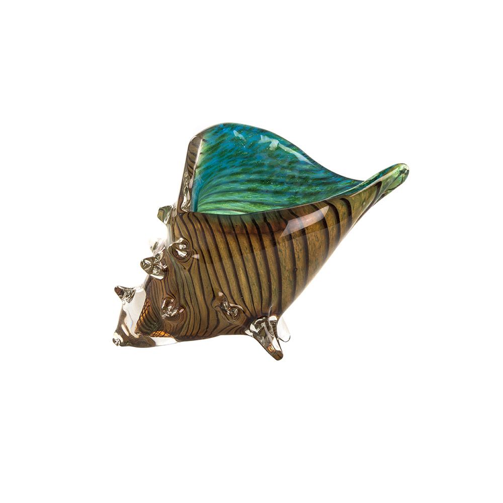 Green Glass Conch Shell - Richard Grafton Interiors